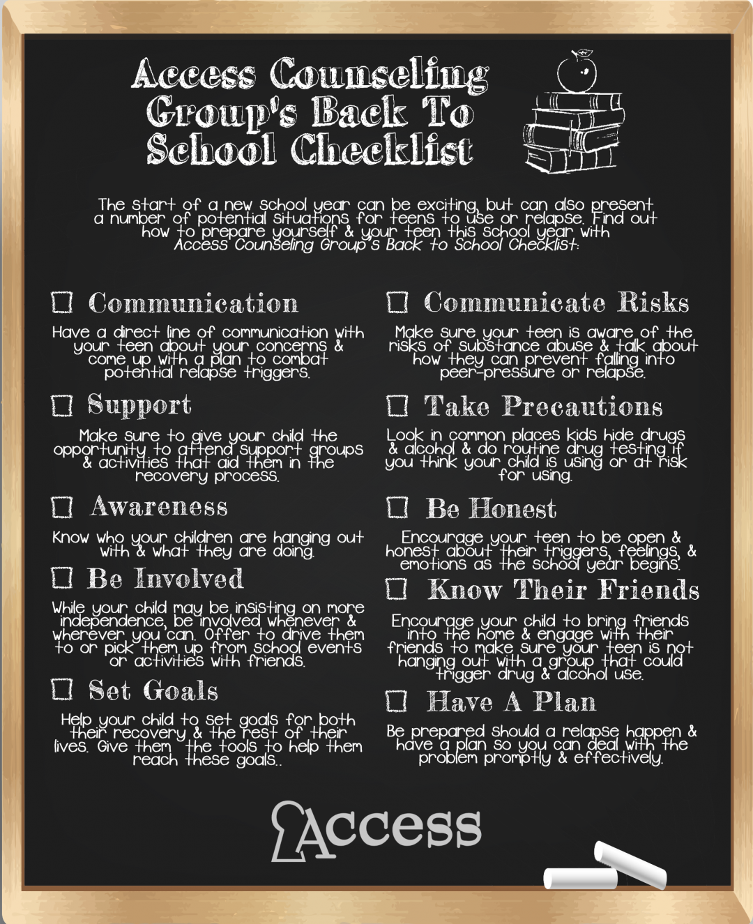 Back to School Checklist | Access Counseling Group